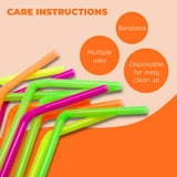 Jacent Disposable Plastic Drinking Straws: 125 Count, Bendable Neon ...
