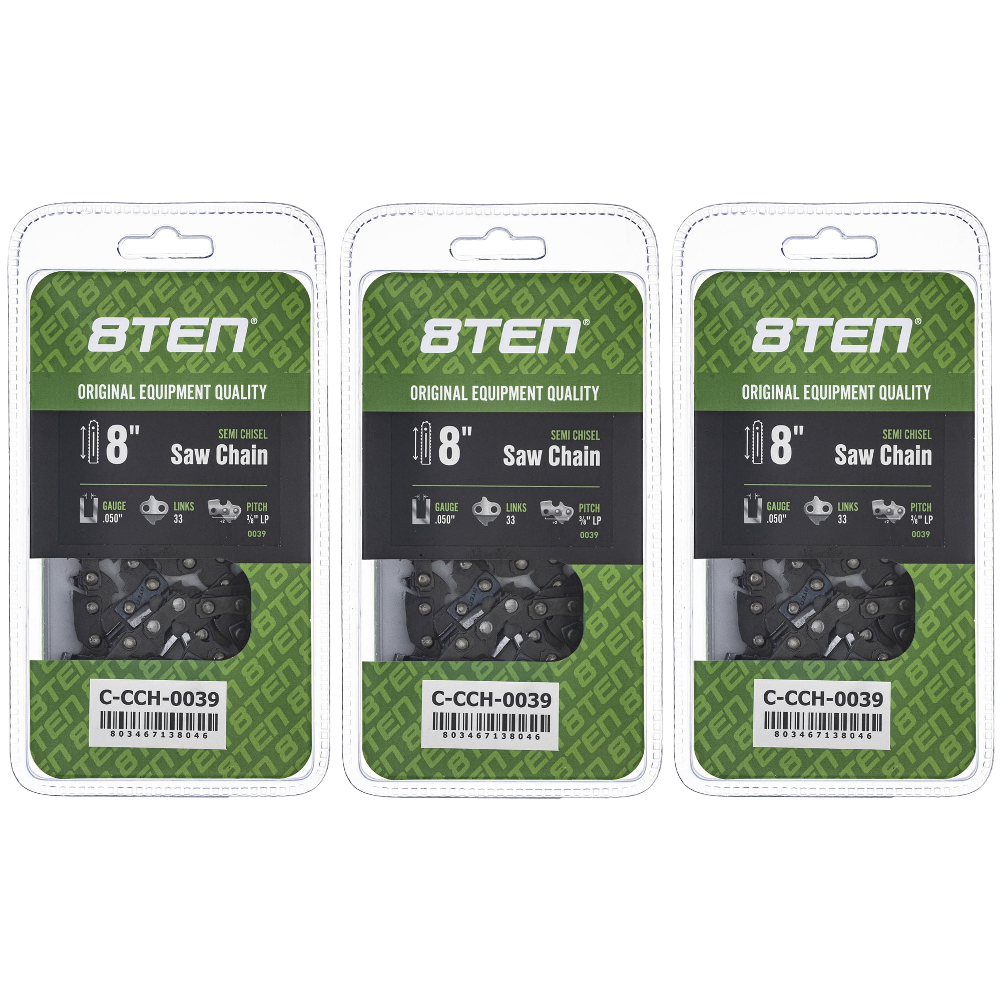 Click here for 8ten Semi Chisel Chainsaw Chain 8 Inch .050 3/8 Lp... prices