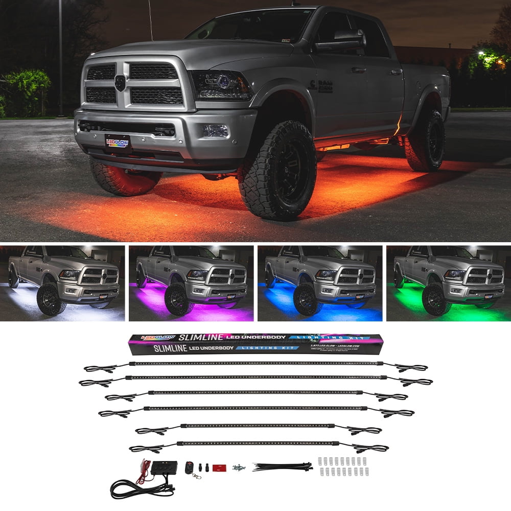 LEDGlow 6pc Million Color SMD LED Slimline Truck Underbody Underglow ...