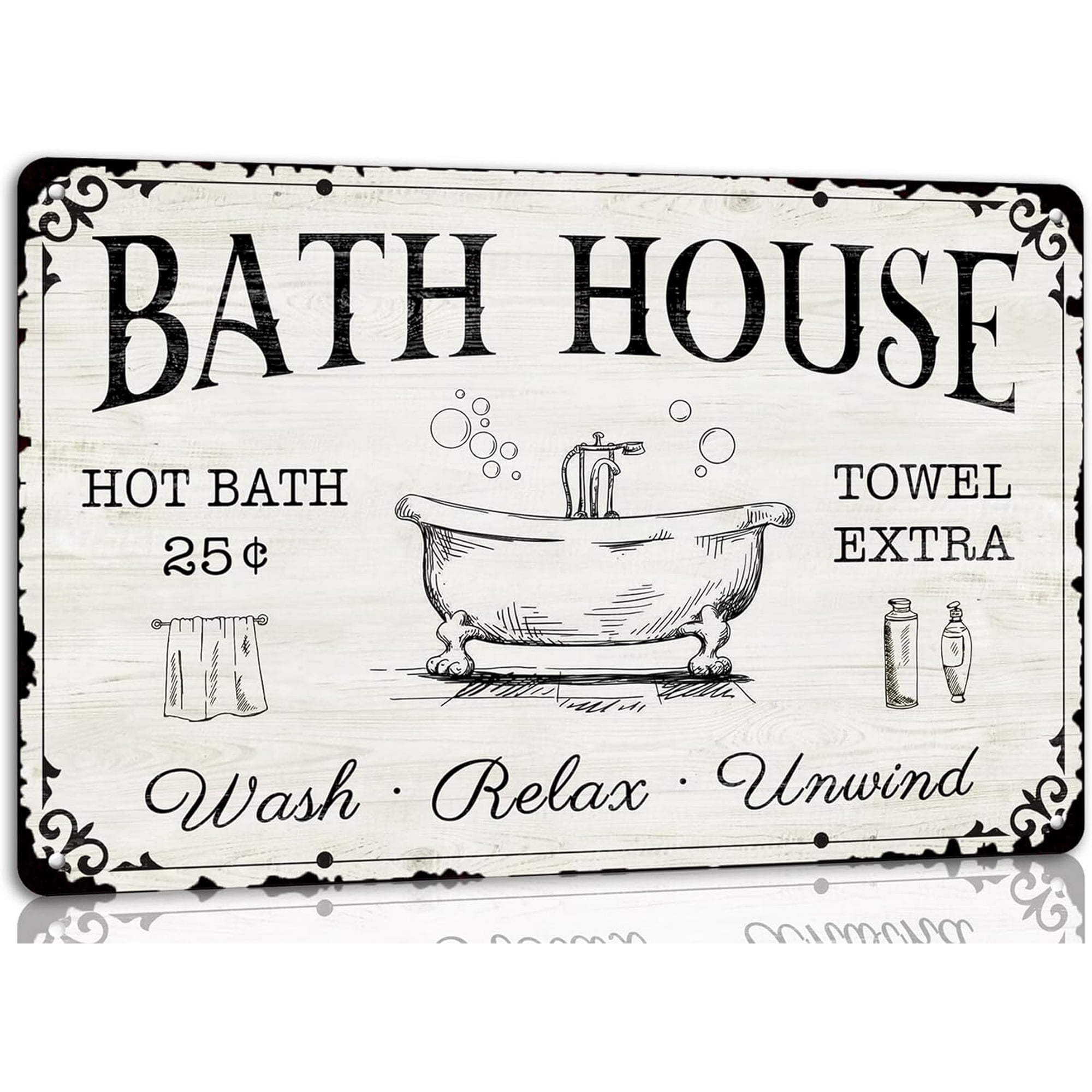 Click here for Yyiuuk 8 X 12 In Metal Tin Sign - Bath House Metal... prices