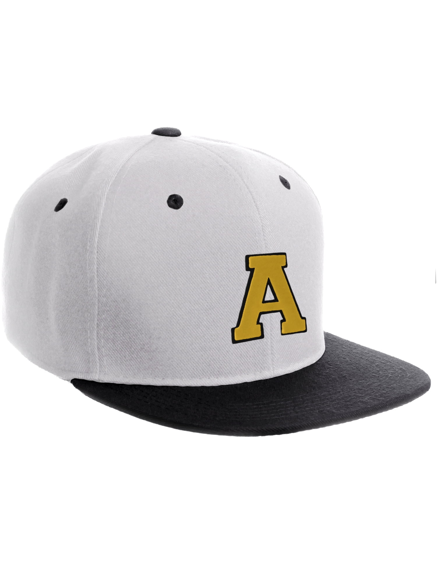 Classic Snapback Hat Custom A to Z Initial Letters, White Black Cap ...