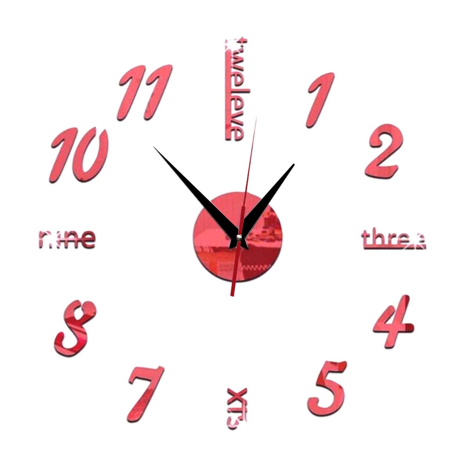 Farfi Mirror Numbers Letters 3D Wall Clock Sticker DIY Analog Home Art ...