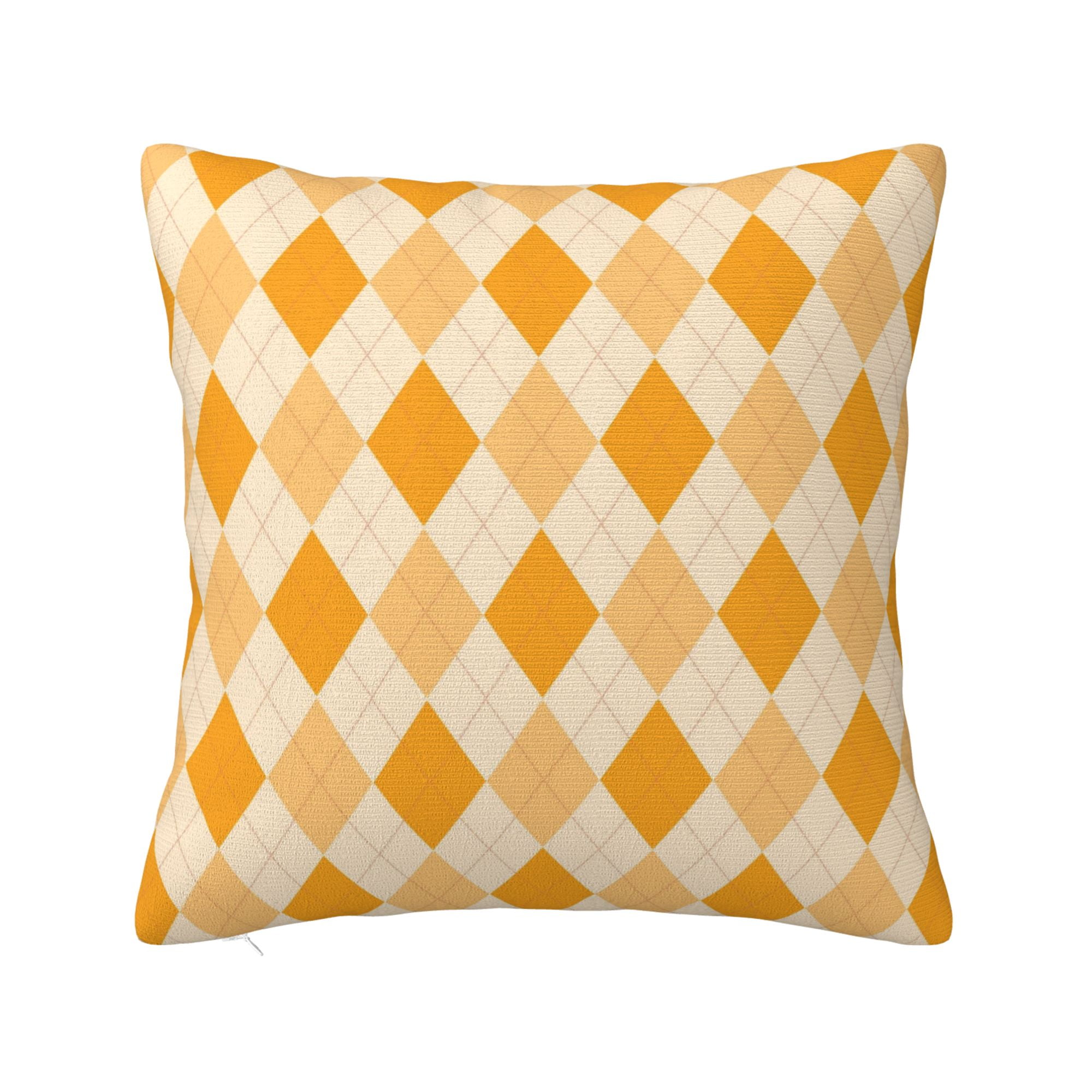 ZICANCN Argyle Pattern Orange Decorative Throw Pillow Covers, Bed Couch Sofa Decorative Knit ...