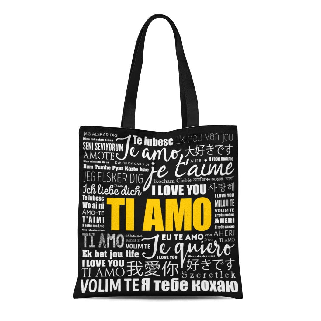 SIDONKU Canvas Tote Bag Ti Amo I Love You in Italian Different ...