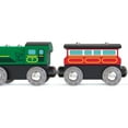 Hape: Steam-Era Passenger Train - Green & Red - 3pc Wooden Locomotive ...