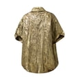 Avrnliq Men's Metallic Textured Short Sleeve Button-Down Shirt Casual ...