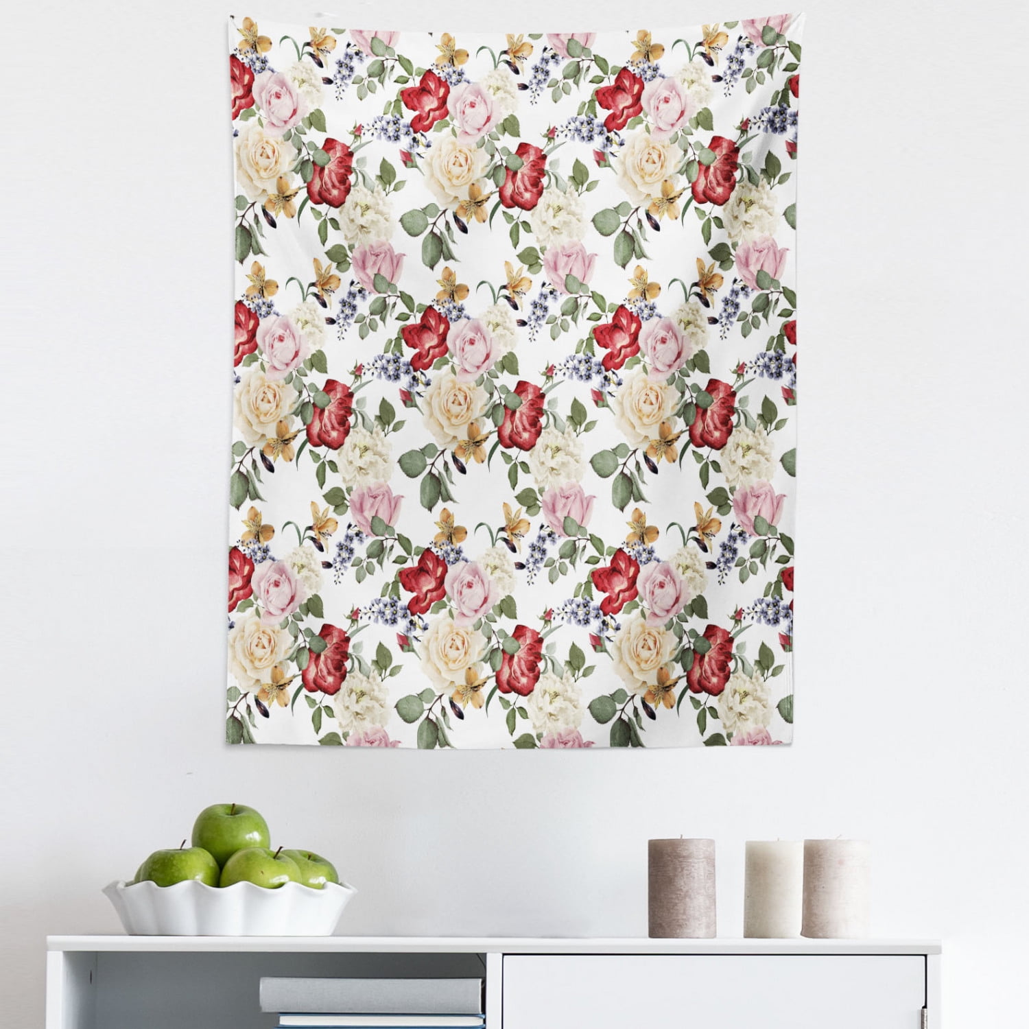 Spring Tapestry, Summer Spring Season Buds Roses Lilacs Flowers Leaves ...