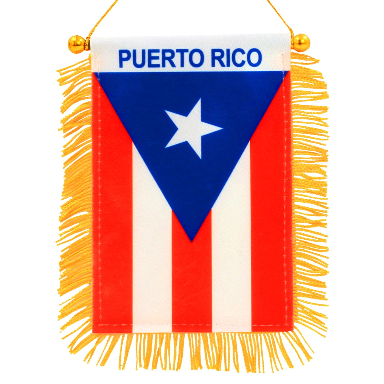 Anley 4 x 6 Inch Puerto Rico Window Hanging Flag - Fringed Puerto Rican ...