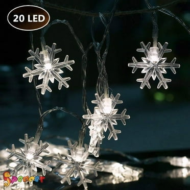 Snowflake String Lights, 33 ft LED String Lights with 2 Modes, Battery ...