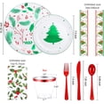 176 Pcs Christmas Disposable Dinnerware Set - Heavy Duty Plastic Plates ...