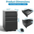 3 Drawer Mobile File Cabinet White Metal Under Desk Filing Cabinets ...