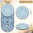 1set Composite Board Cup Mats Set Printed Coasters Flat Round Floral ...