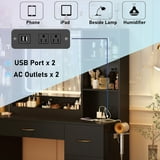 47" Large Vanity Desk with LED Lighted Mirror & Power Outlet & 7 ...