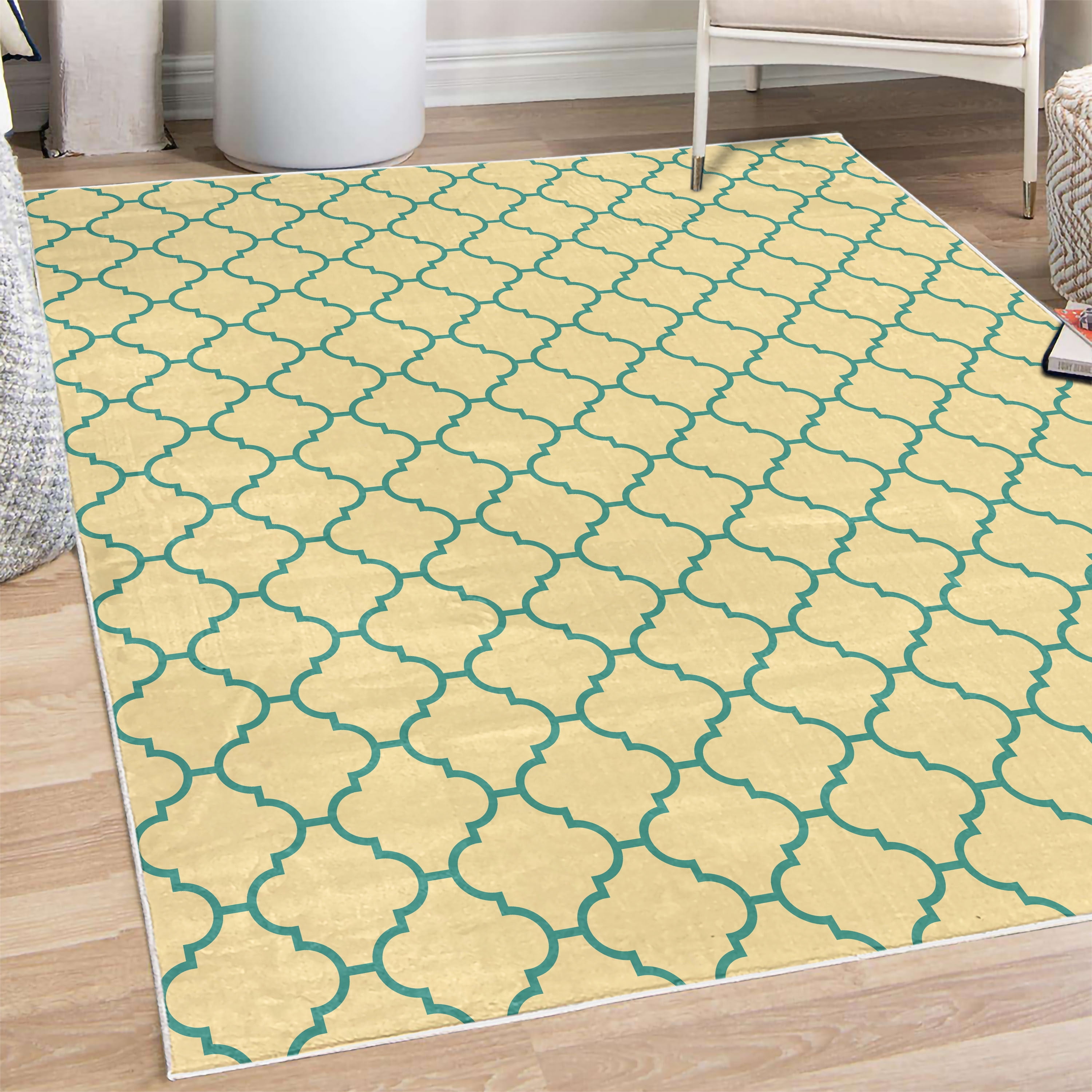 Geometric Decorative Rug, Simple Monochrome Patterns Linked Forms on ...