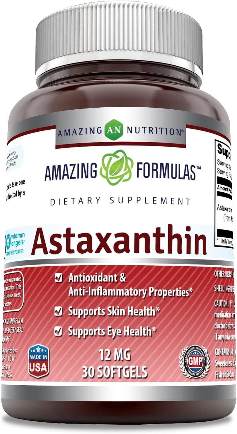 Amazing Formulas Astaxanthin Dietary Supplement 12Mg 30 Softgels (Non ...