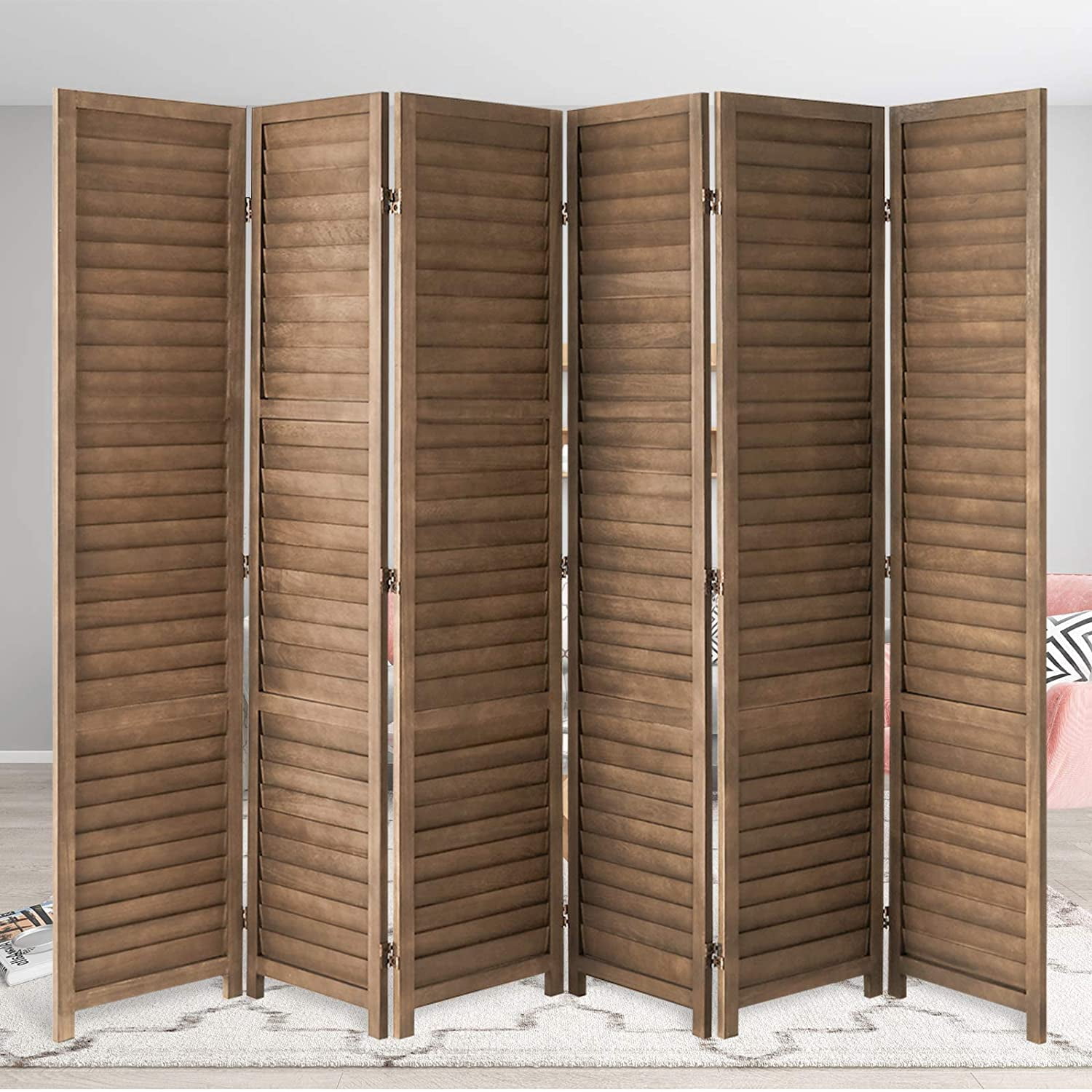 YODOLLA 5 6 Ft Tall Room Divider 6 Panel Wood Privacy Screen YODOLLA 5 6 Ft Tall Room Divider 6 Panel Wood Privacy Screen
