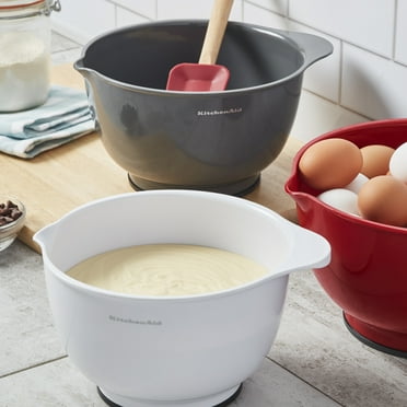 Kitchenaid Set of 5 Plastic Mixing Bowls in Aqua Sky with Rubber Bottom ...