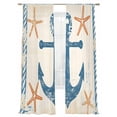 Blue Anchor Summer Ocean Starfish Chiffon Sheer Curtains 84 Inches Long ...
