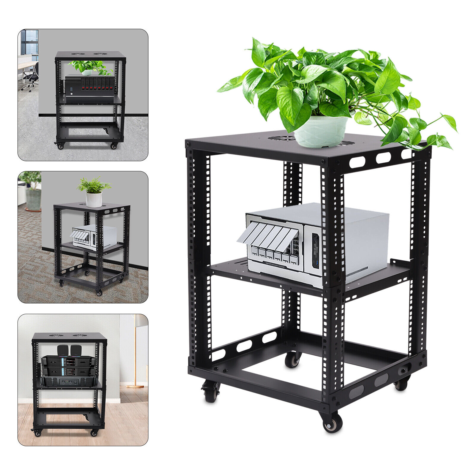 Miumaeov Open Frame Network Server Rack 12U 4 Post for 19.7" IT Network ...