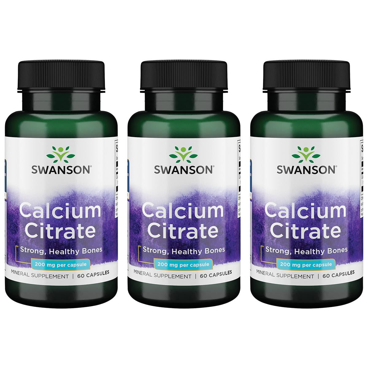 Swanson Calcium Citrate 200 mg 60 Caps 3 Pack - Walmart.com