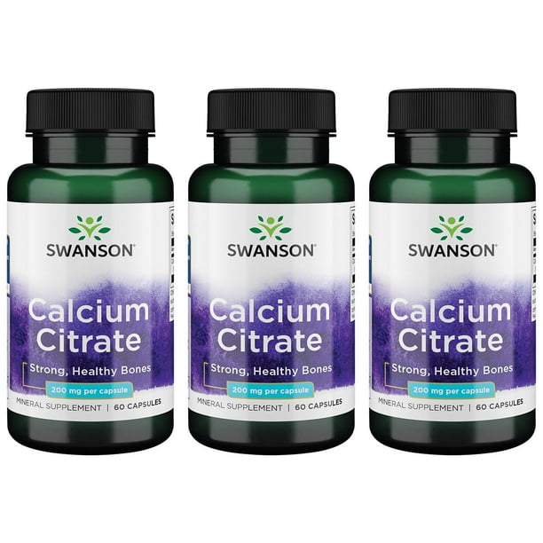 Swanson Calcium Citrate 200 mg 60 Caps 3 Pack - Walmart.com