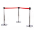 Costway 6Pcs Stanchion Posts, Queue Pole with Retractable Red Belt ...