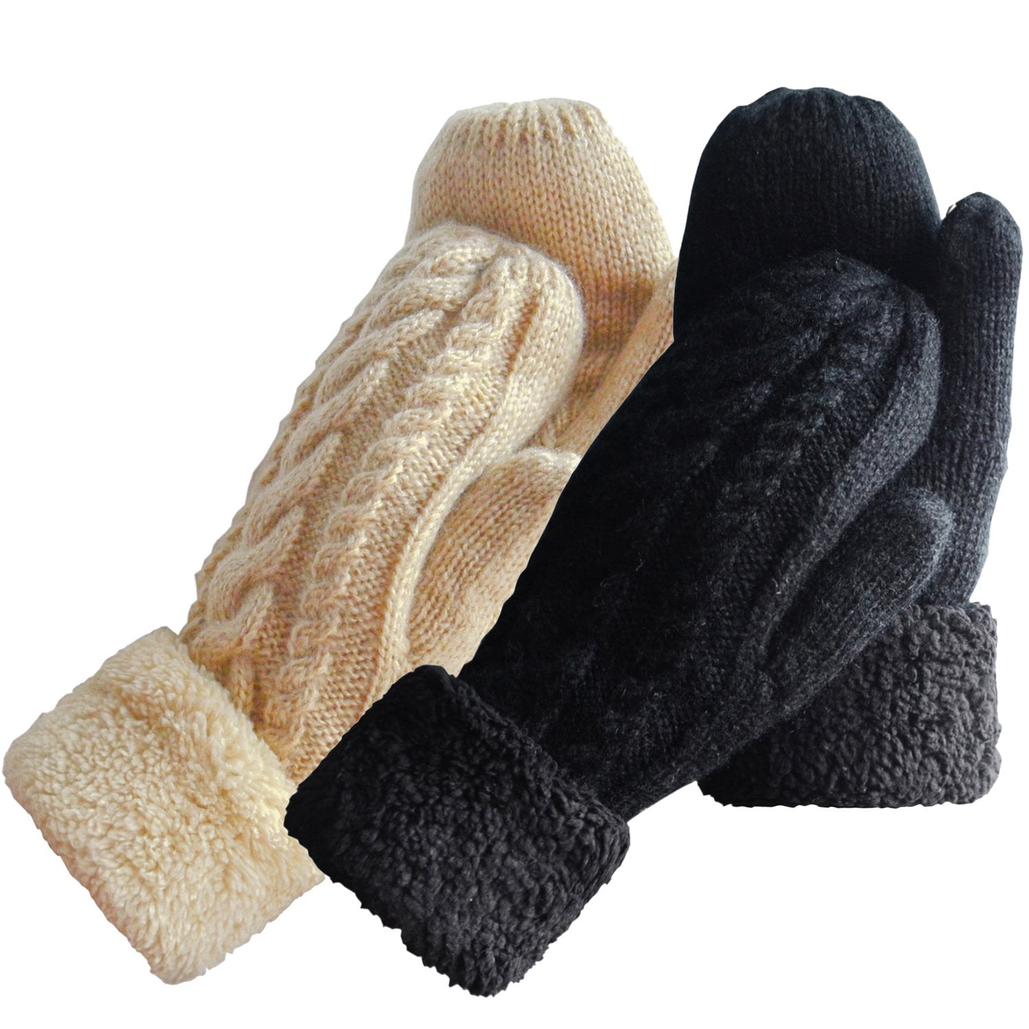 Whiteleopard Women's Winter Gloves Warm Lining Mittens- Cozy Wool Knit ...