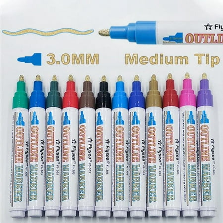 3.0mm Self Outline Markers 12 Colors Drawing Pens Craft Projects ...