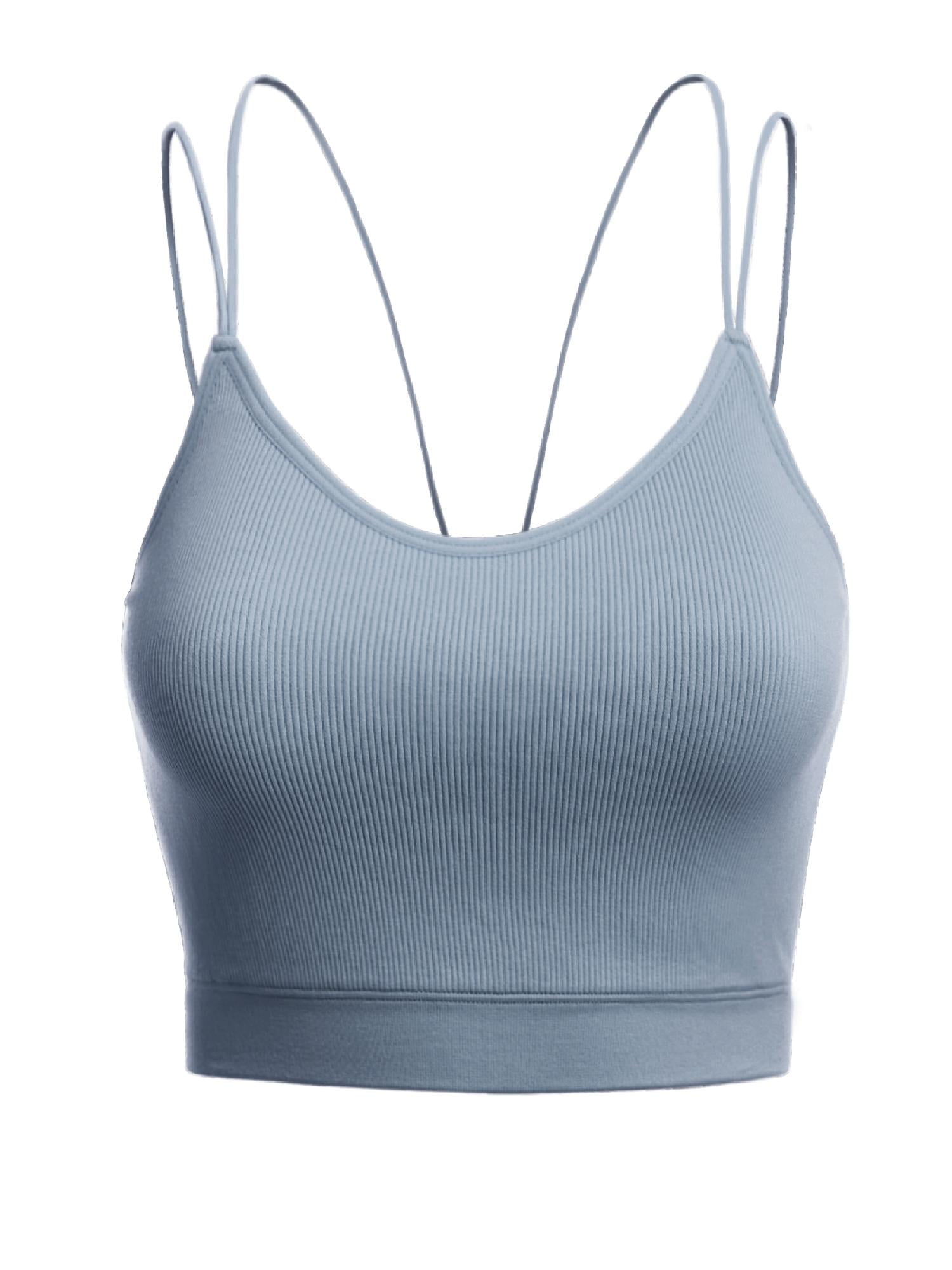 MixMatchy Women's Ribbed Seamless Elastic Double Skinny Spaghetti Strap ...