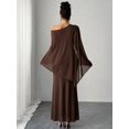 Brown Womens One-Shoulder Ruched Mesh Wrap Dress With Floral ...