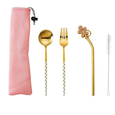 ALmi Nordic Style Dot Pattern Cutlery Set Stainless Steel Dinnerware ...