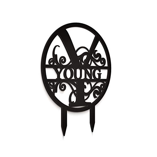 JASS GRAPHIX Young 12" Black Aluminum Composite Monogrammed Garden Sign ...