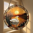Elegant Swan Lake Window Suncatcher with Stained Glass Look, Calm ...