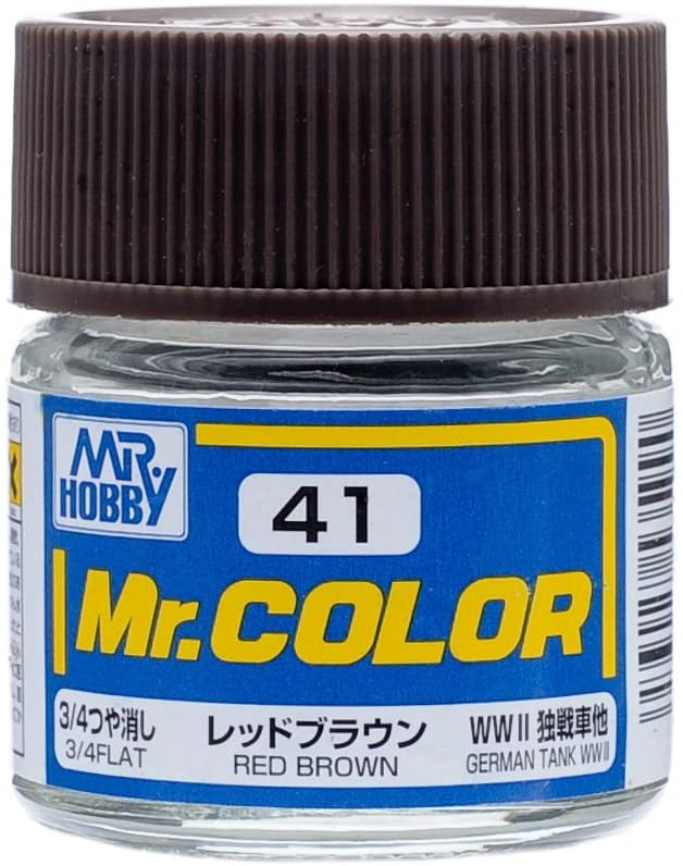 Mr. Hobby C41 Mr. Color Flat Red Brown Lacquer Paint 10ml - Walmart.com