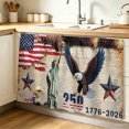 Anniversary USA Flag Cabinet Curtains 28" W x 51" L, Bald Eagle Statue ...