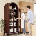 5-Tier Arched Farmhouse Pantry, 2-Door Cupboard with Adjustable Shelf ...