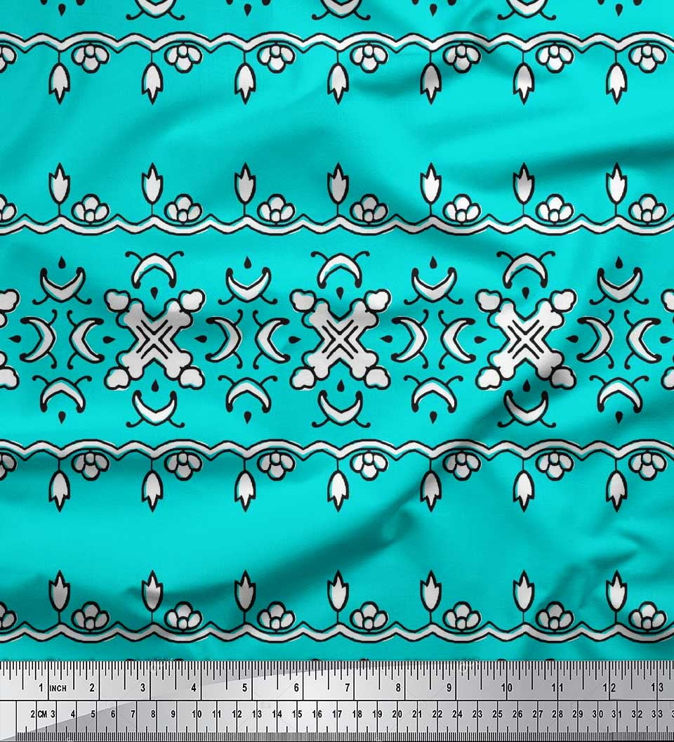 Soimoi Satin Silk Fabric Floral Block Printed Fabric 1 Yard 42 Inch ...