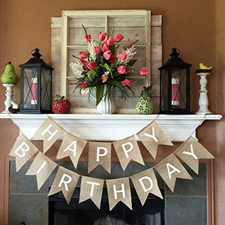 Happy Birthday Burlap Banner for Birthday Decorations Birthday Party ...