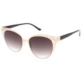 Retro Cat Eye Sunglasses Perforated Metal Oval Neutral Color Flat Lens