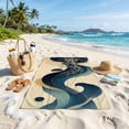 Beach towel boho A blue jellyfish floating in the ocean on a beige ...