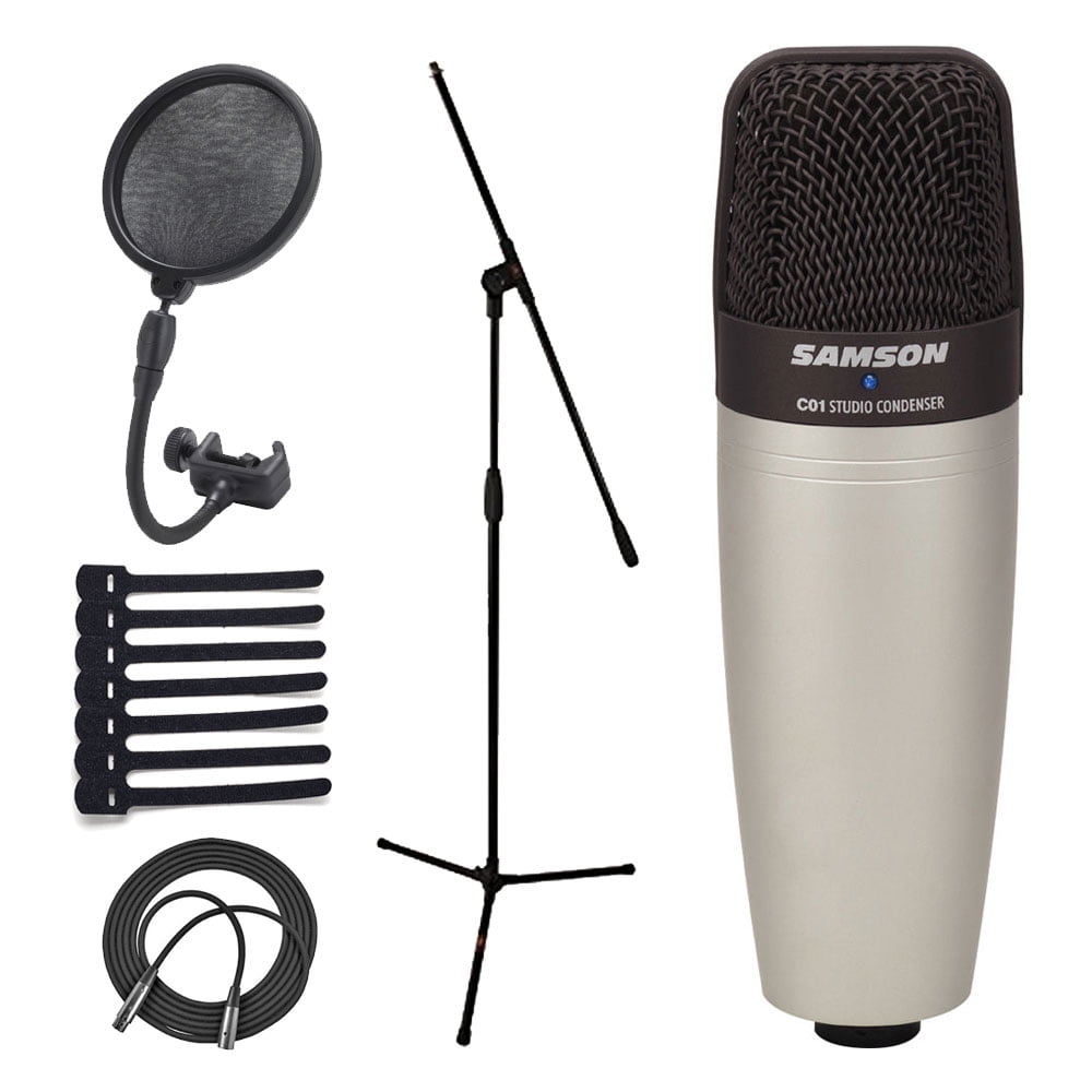 Samson C01 Studio Condenser Mic + Pop Filter and Gooseneck + Mic Stand ...