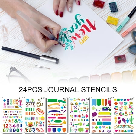 Comaie 24Pcs Journal Stencil Plastic Planner Set for Journal Notebook ...