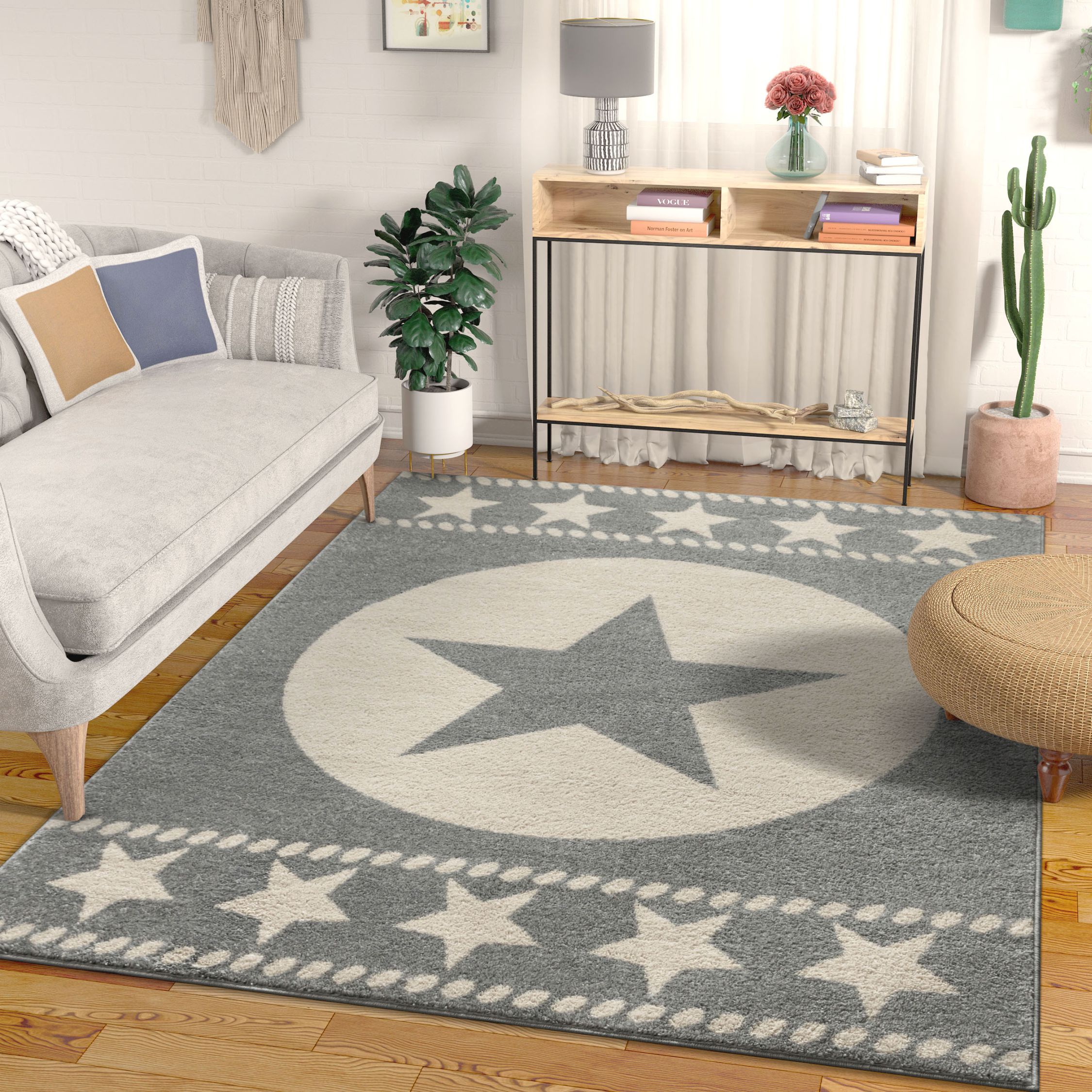 Well Woven Caspian Lone Star Grey Texas Area Rug 8x11 (7'10" x 9'10 ...