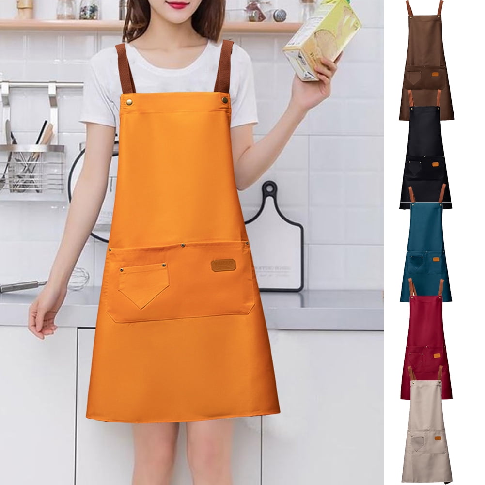 Waterproof Cooking Aprons, Oilproof Kitchen Apron with 2 Pockets and ...