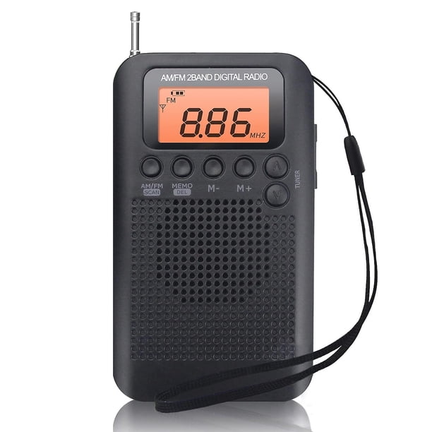 Mini radio portátil con radio, con altavoz, despertador y temporizador ...