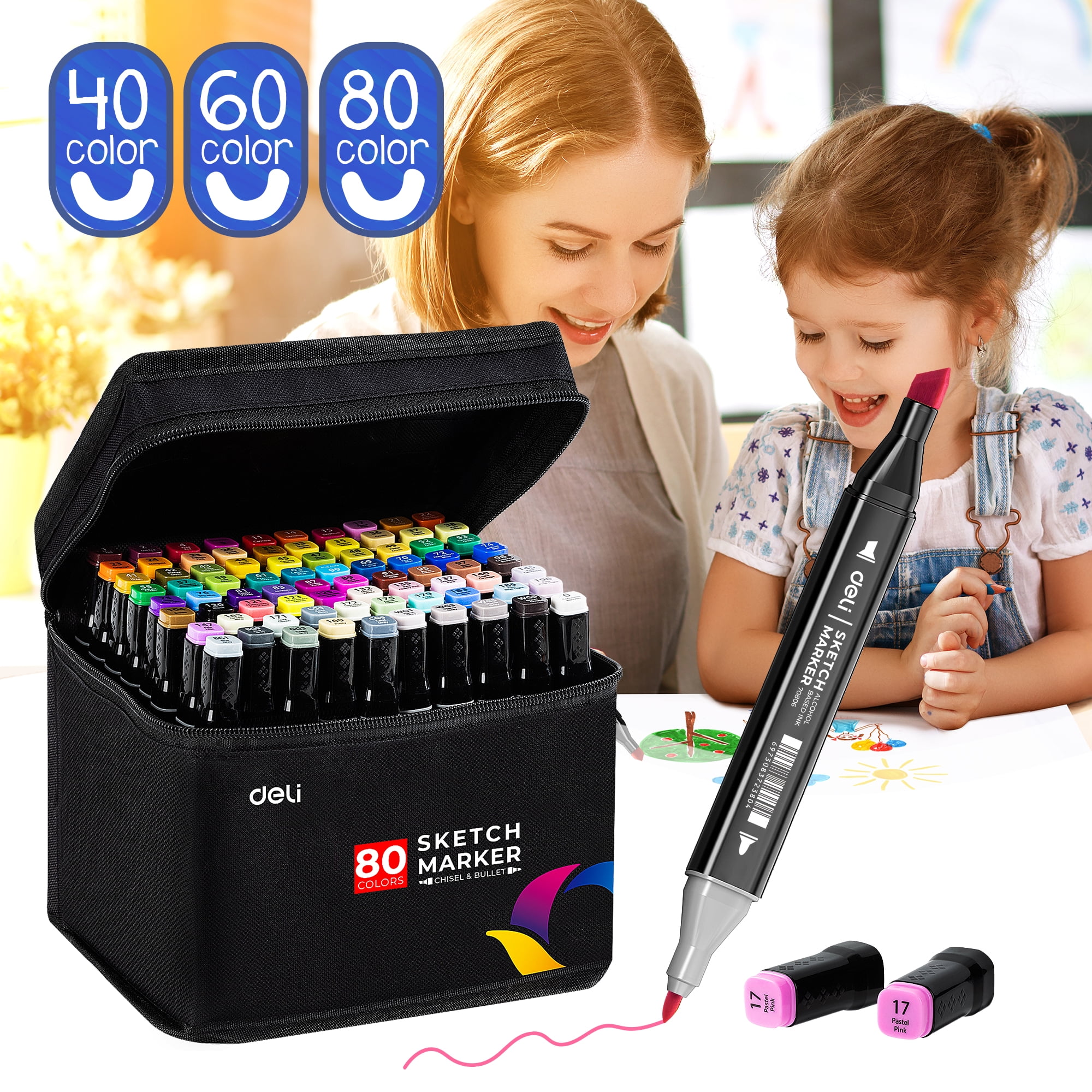 Deli 80 Colors Dual Tip Alcohol Art Markers, Permanent - Walmart.com