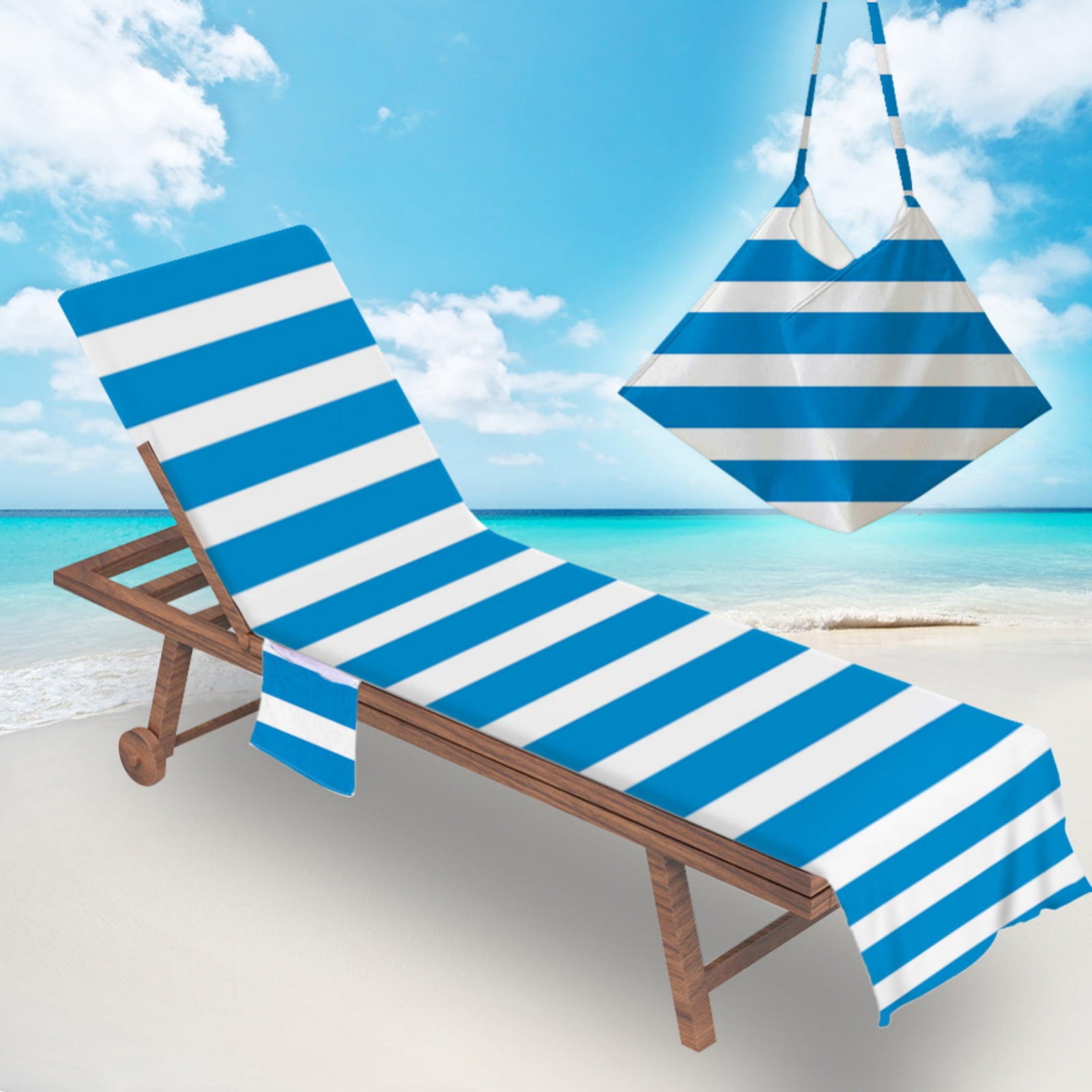 Beach Chair Towel Patio Chaise Lounge Chair Cover Pool Chair Cover with ...