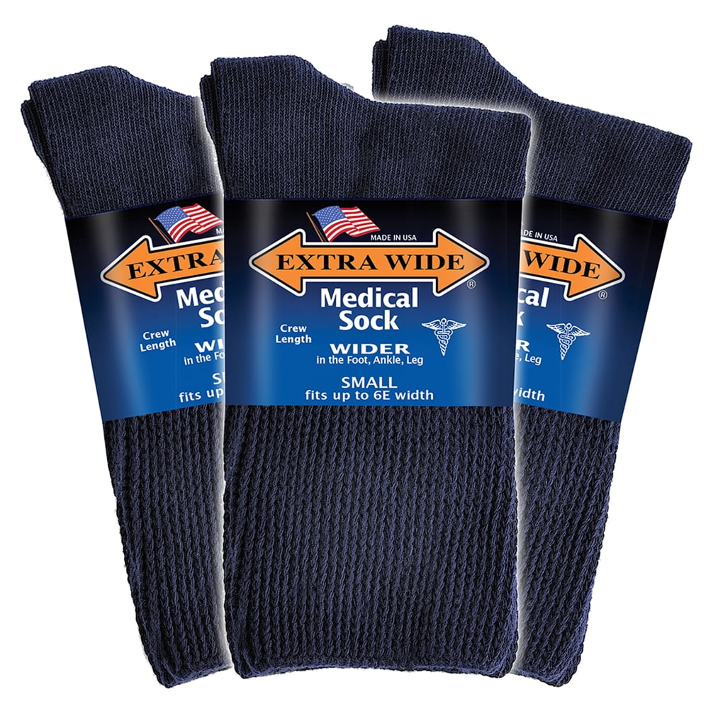 Extra Wide Medical Crew (Mid-Calf) Socks (3 Pairs) for Men and Women ...