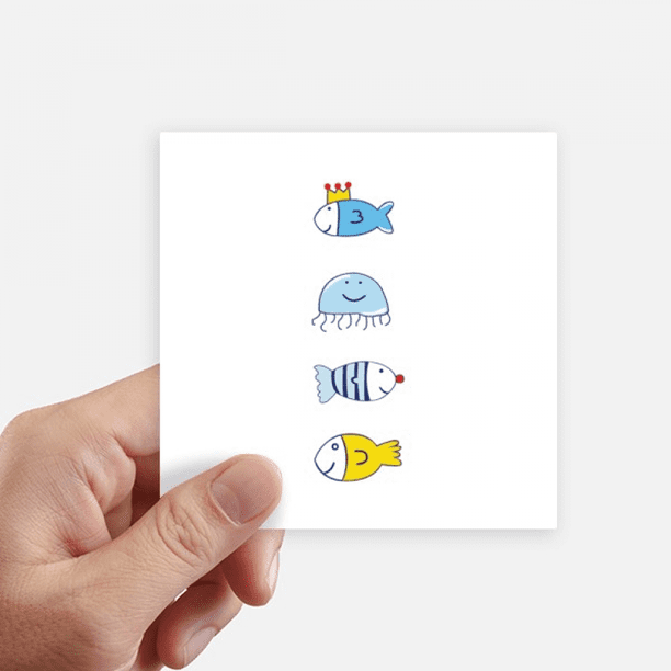 Ocean Fish Jellyfish Sticker Square Waterproof Stickers Wallpaper Car ...