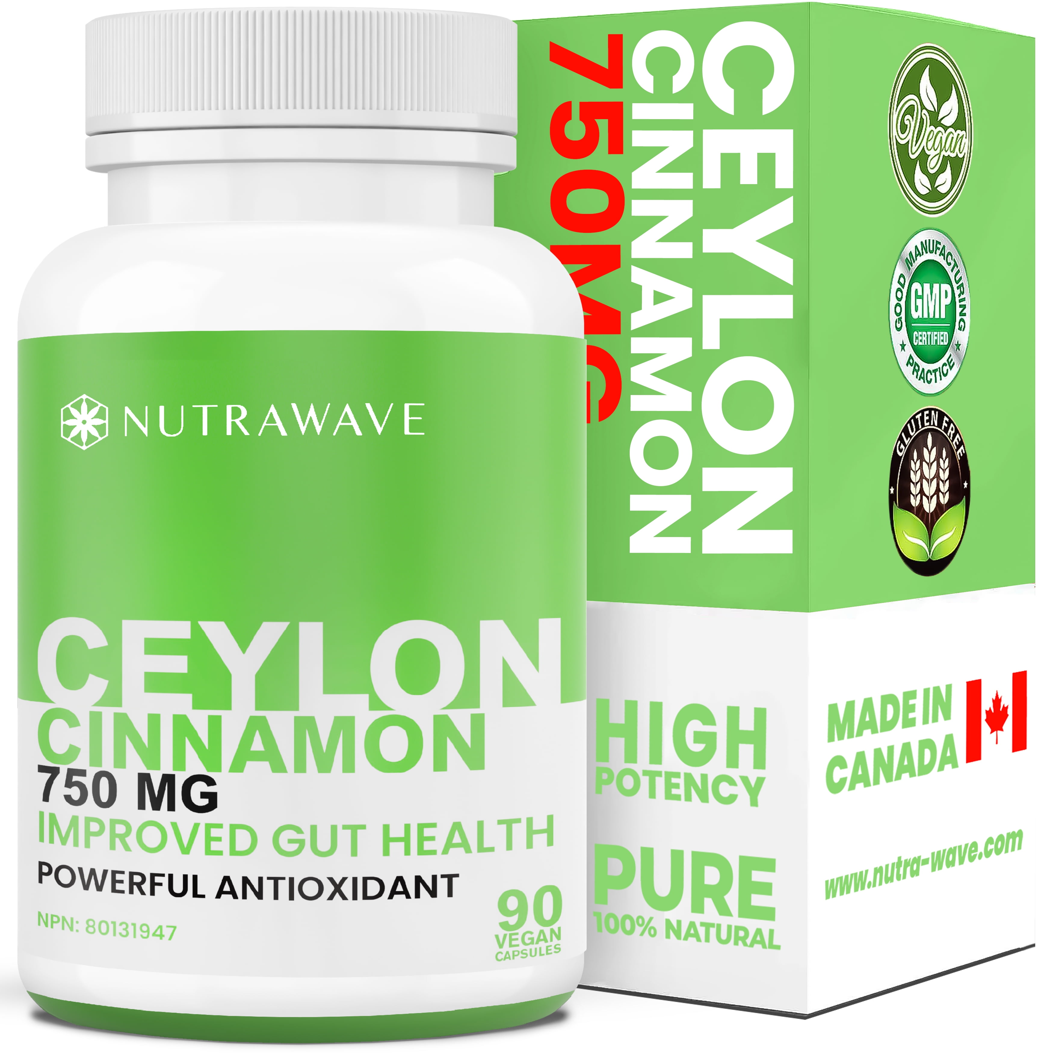 Nutrawave Ceylon Cinnamon 750mg – Organic Cinnamon for Blood Sugar & Digestion – 90 Capsules ...